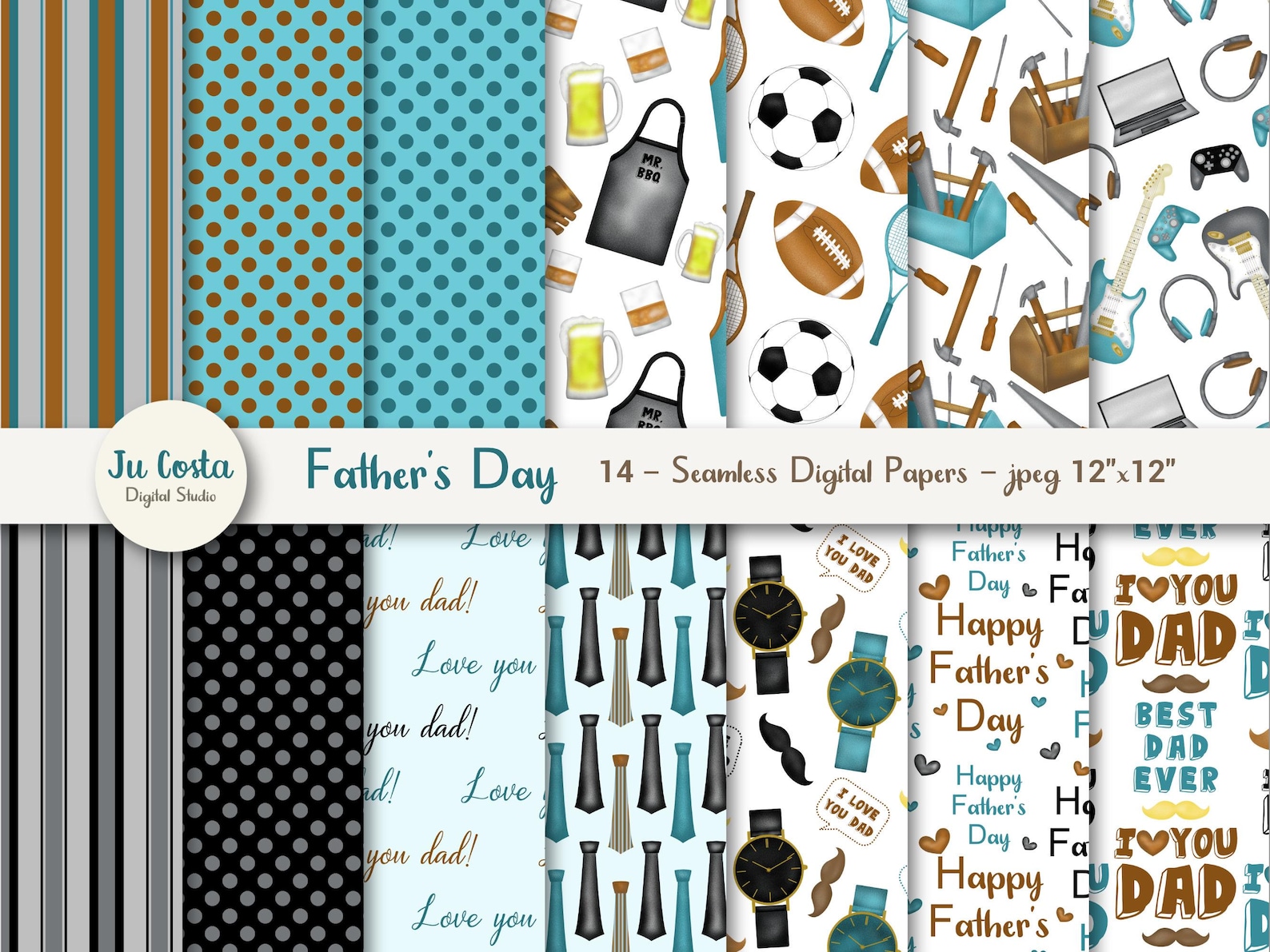 Fathers Day Digital Paper. Man Digital Paper. Scrapbooking Paper ...