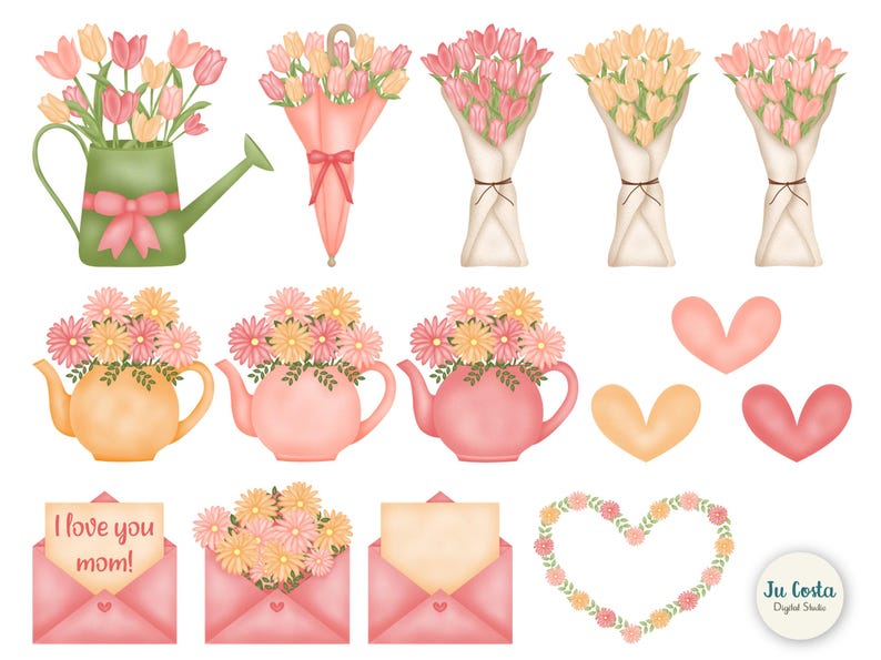 Mother's Day Cliparts. Floral Mom PNG Files. Printable for Commercial ...
