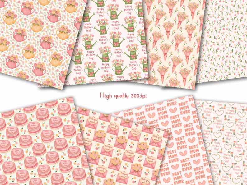 Mother's Day Digital Papers. Seamless Patterns. Floral Mom Printable ...