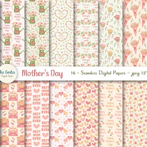 Mother's Day Digital Papers. Seamless Patterns. Floral Mom Printable ...