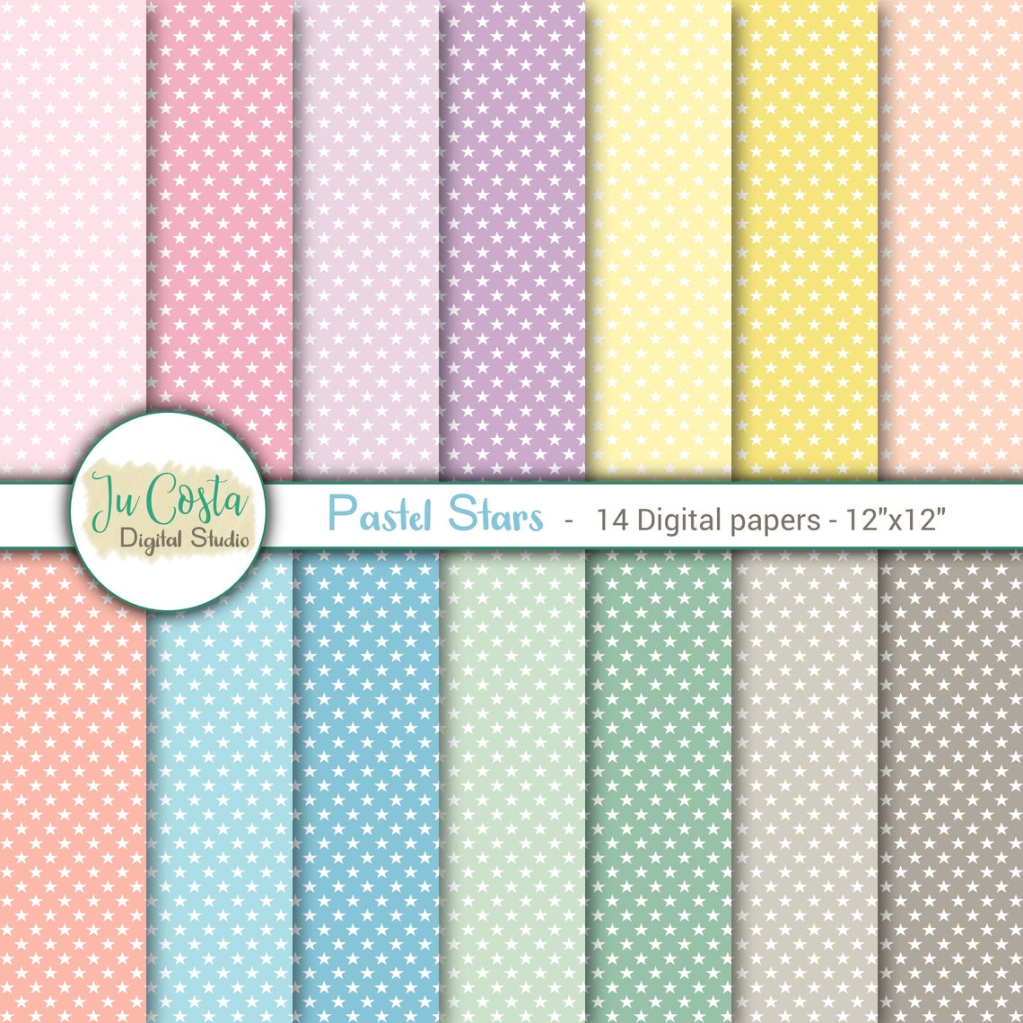 Stars Digital Paper. Pastel Colors. Scrapbooking Paper. - Etsy