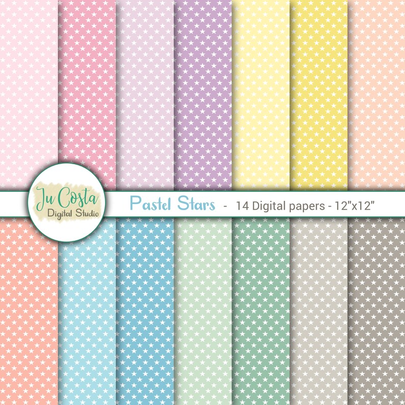 Stars Digital Paper. Pastel Colors. Scrapbooking Paper. - Etsy