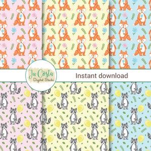 Woodland Animals Digital Paper. Forest Scrapbook Paper. Seamless ...