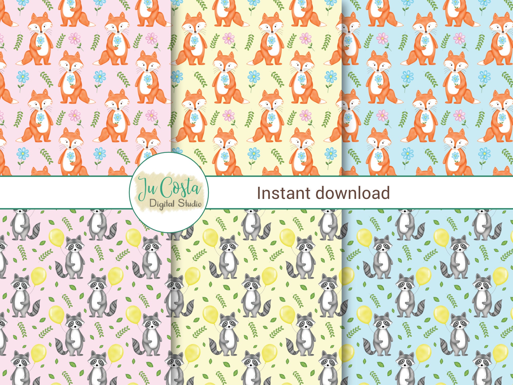 Woodland Animals Digital Paper. Forest Scrapbook Paper. - Etsy