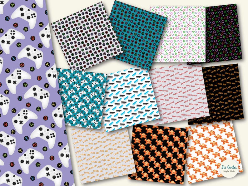 Gamer Seamless Digital Papers. Video Game Scrapbook Papers. Printable ...