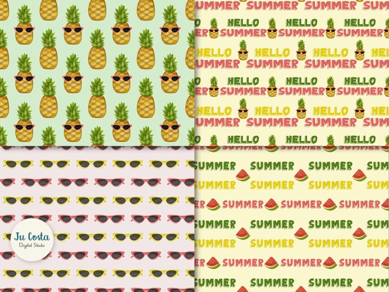 Tropical Summer Digital Paper. Summer Digital Paper. Scrapbooking Paper ...