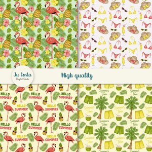 Tropical Summer Digital Paper. Summer Digital Paper. Scrapbooking Paper ...
