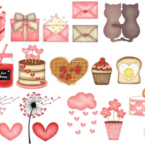 Valentine's Day Digital Clipart. Love Clipart. Red and Pink Hearts ...