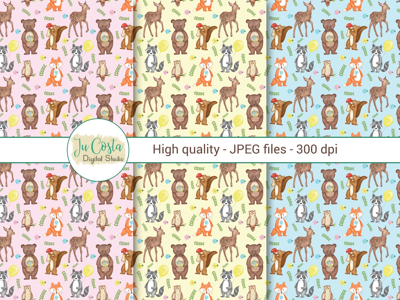 Woodland Animals Digital Paper. Forest Scrapbook Paper. - Etsy