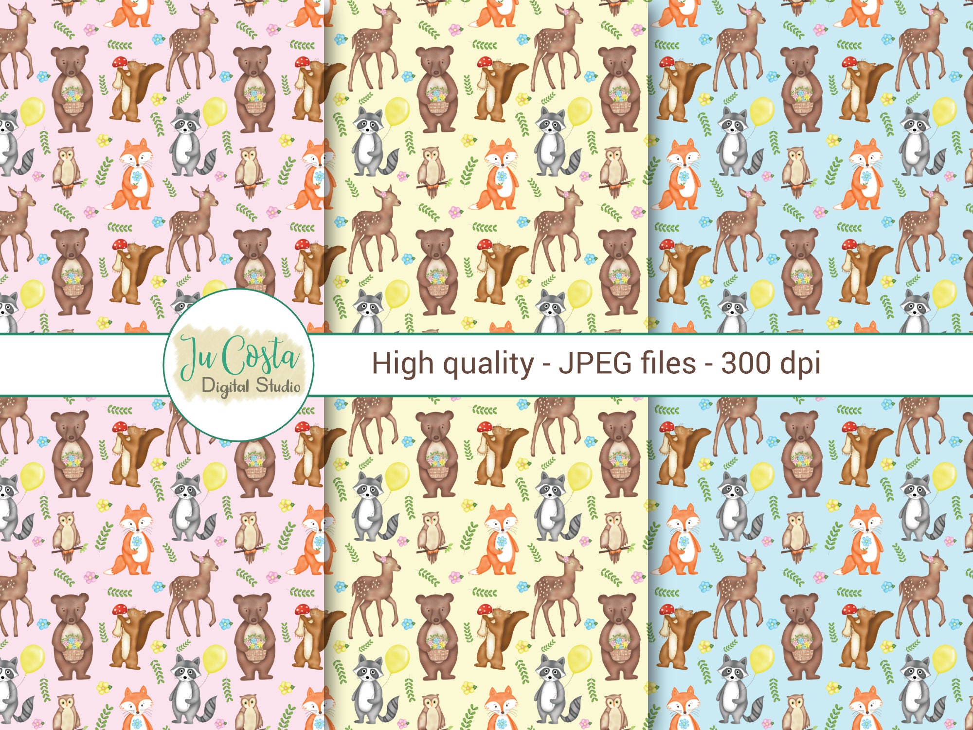 Woodland Animals Digital Paper. Forest Scrapbook Paper. - Etsy