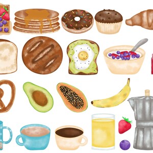 Breakfast Food Clipart. Coffee Time. PNG Elements. Commercial Use ...