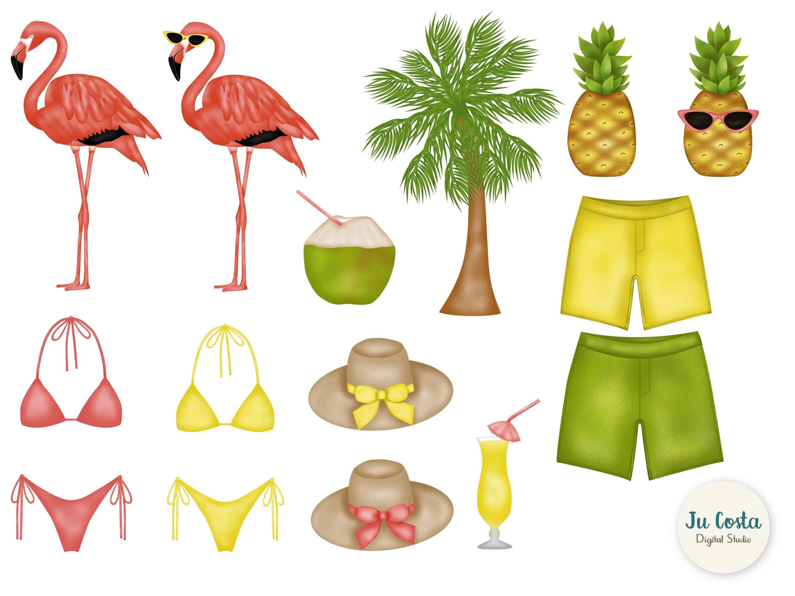 Tropical Summer Clipart. Summer Clipart. Summer Digital Download. PNG ...