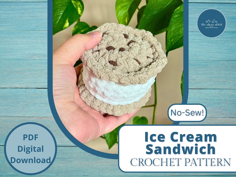 Ice Cream Sandwich Crochet Pattern Digital Download PDF Dessert Crochet ...