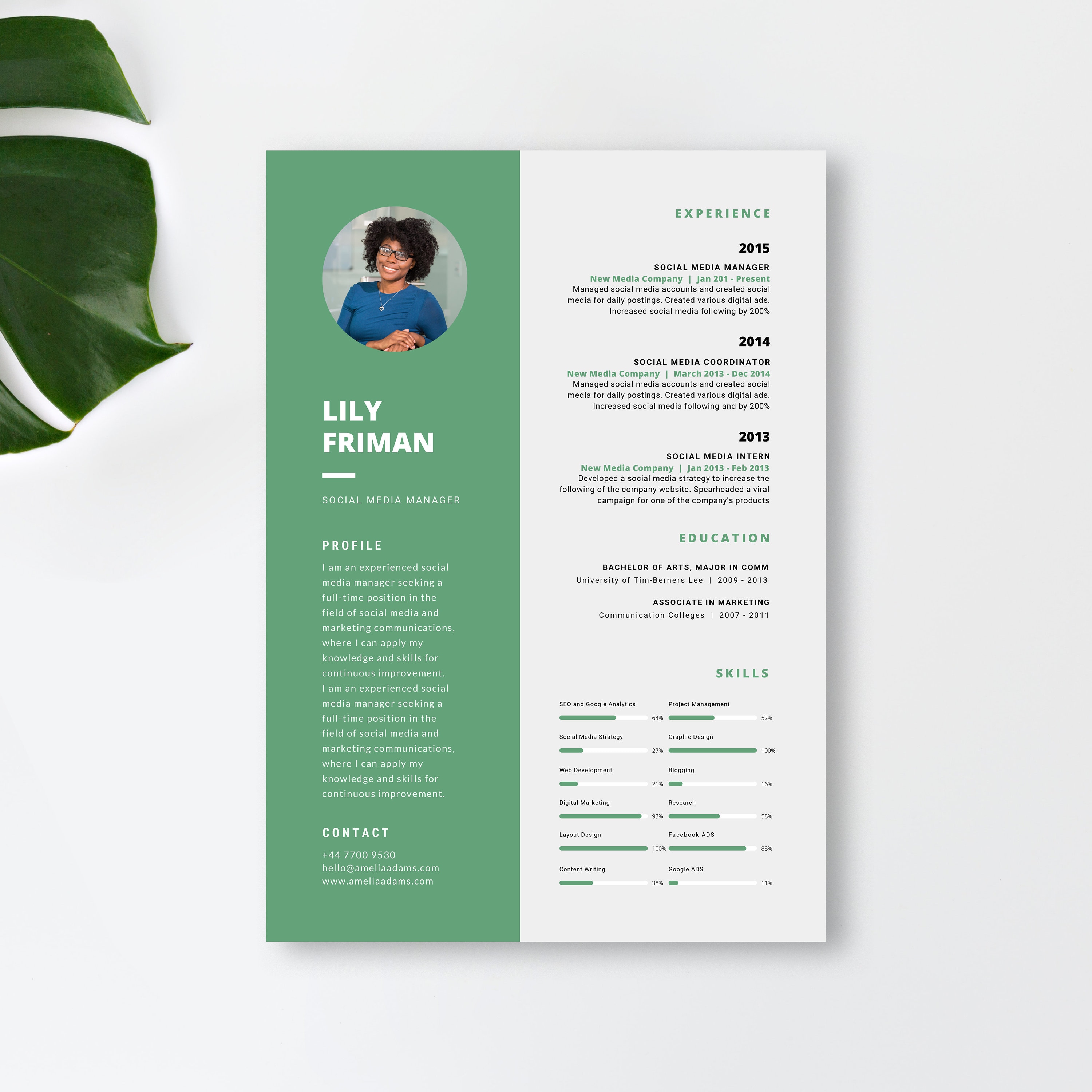 Curriculum Vitae Template Green Adobe Acrobat canva and | Etsy