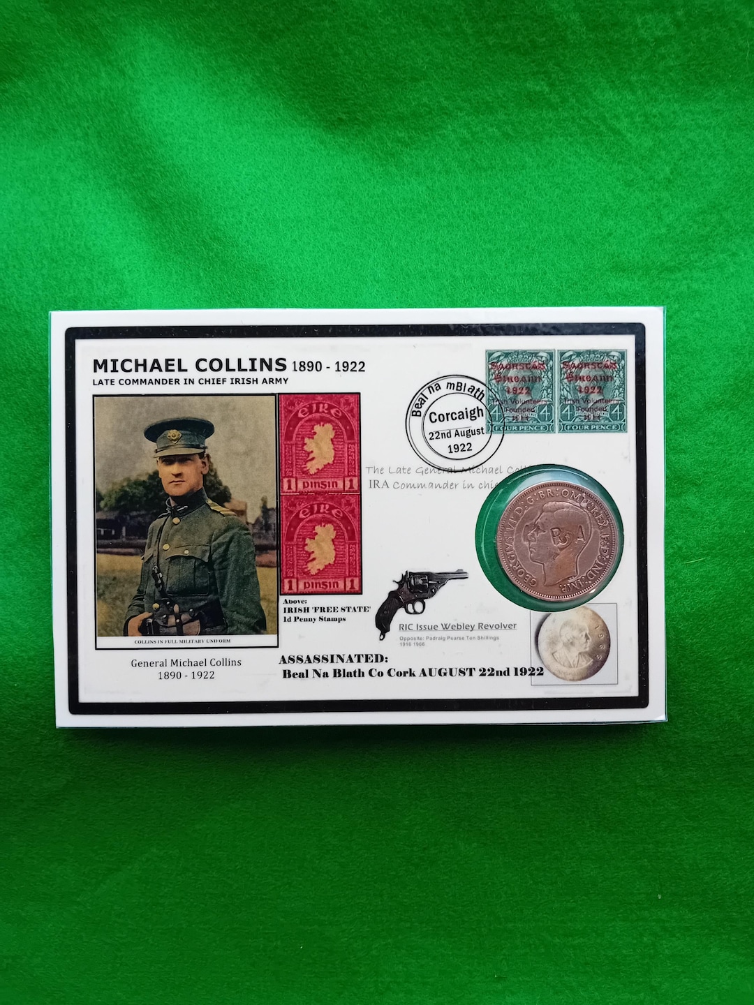 IRA Michael Collins Memorabilia Coin Card, IRA, Fighting Irish, Irish ...