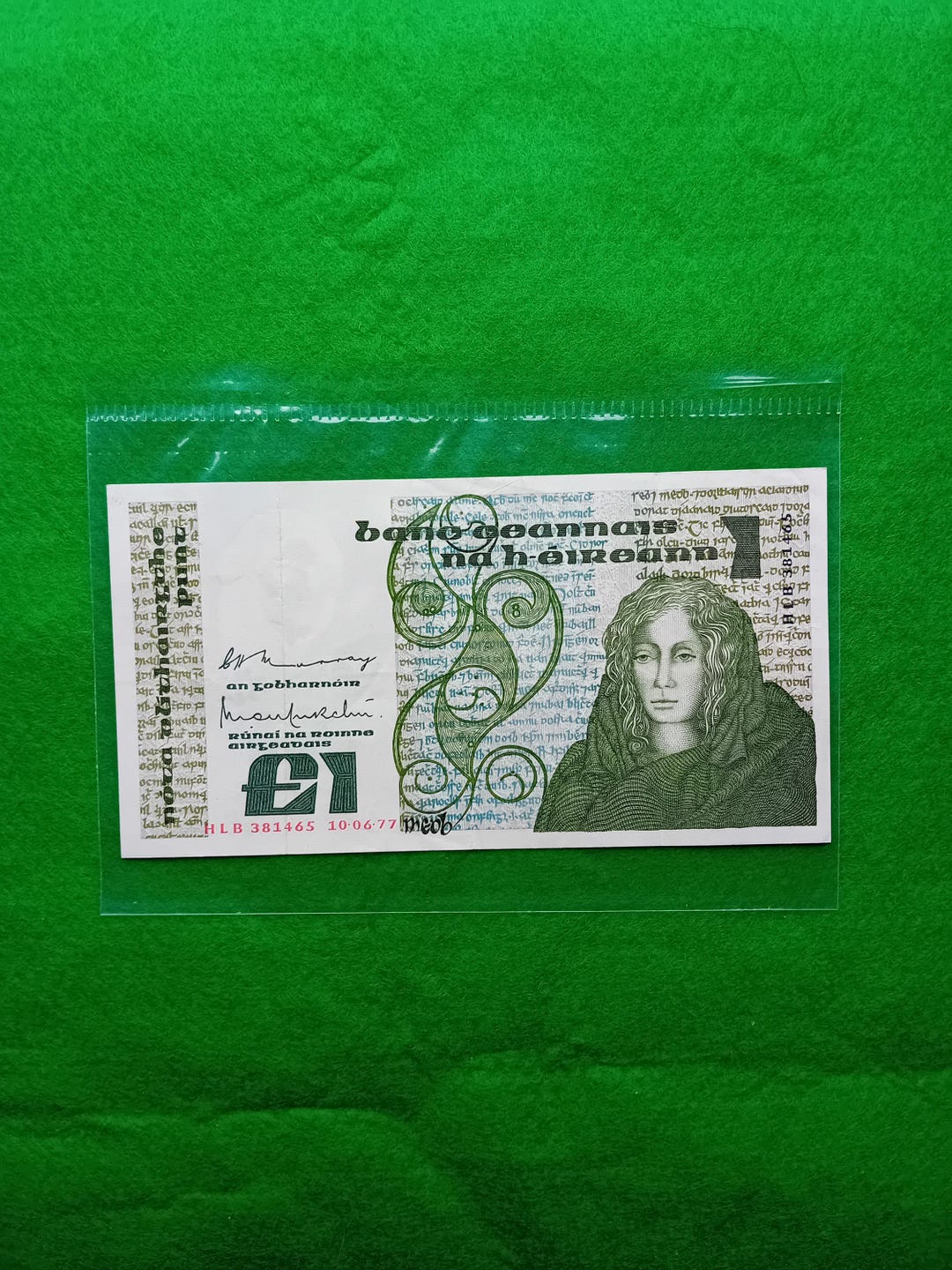 Old Irish One Pound Note Circa 1977 Uncirculated, Irish Heritage ...