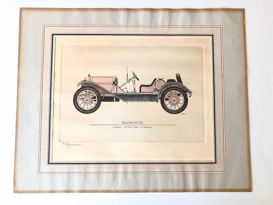 1950s Kenneth W. Chapman Signed Color Lithographs "antique Cars" Set/2 ...