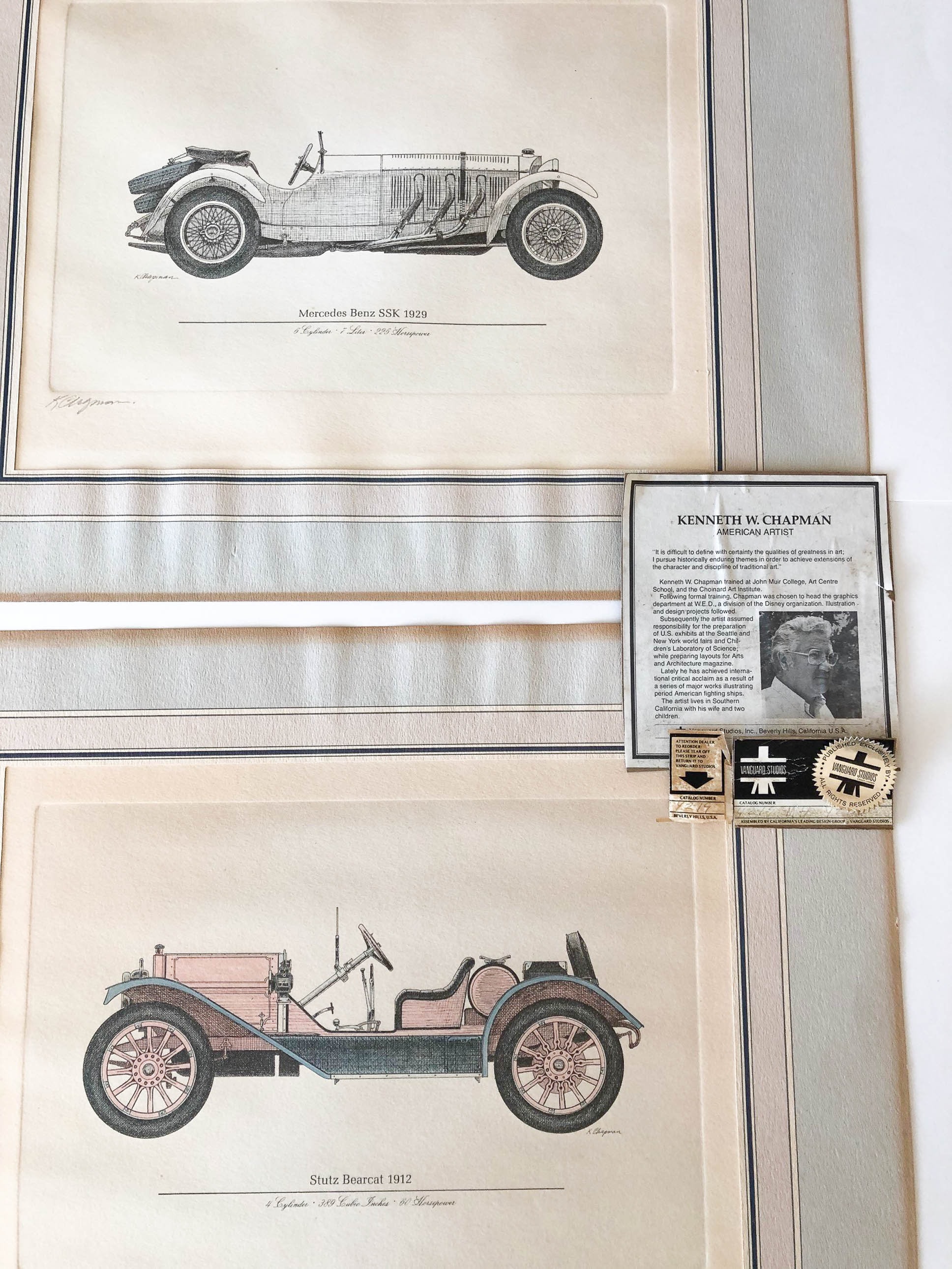 1950s Kenneth W. Chapman Signed Color Lithographs "antique Cars" Set/2 ...