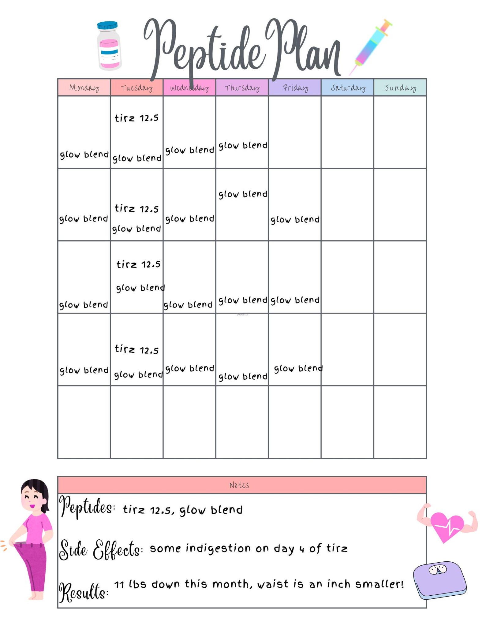 Peptide Tracker/planner, Printable - Etsy