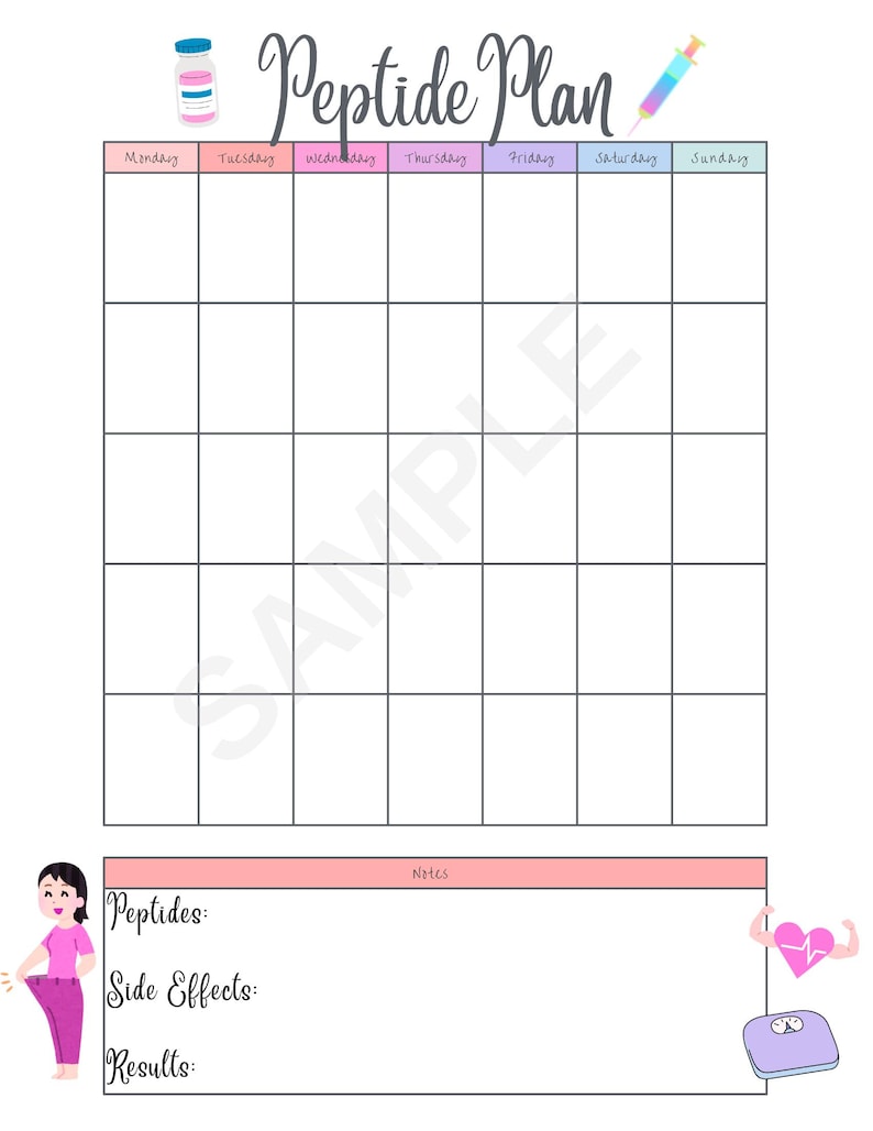 Peptide Tracker/planner, Printable - Etsy