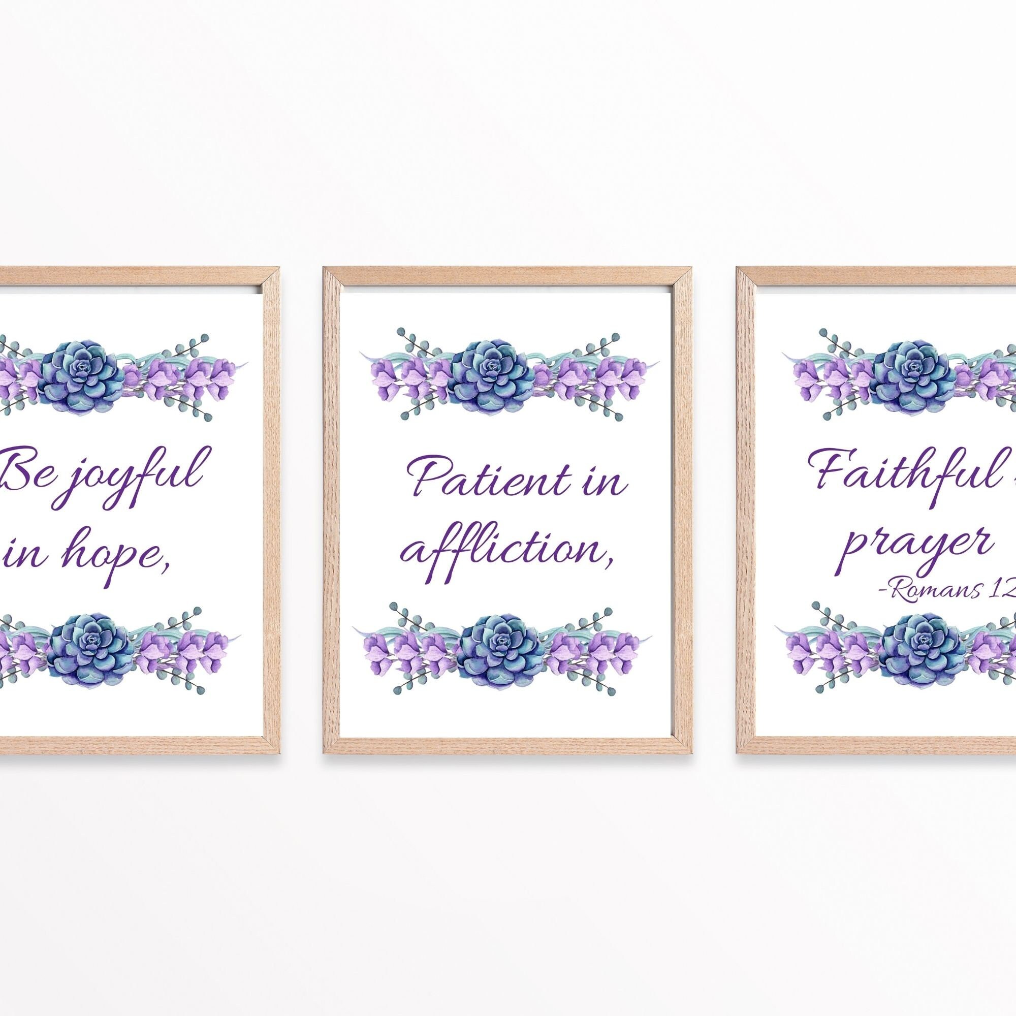 Be Joyful in Hope Bible Verse Print Set Romans 12:12 christian Quote ...