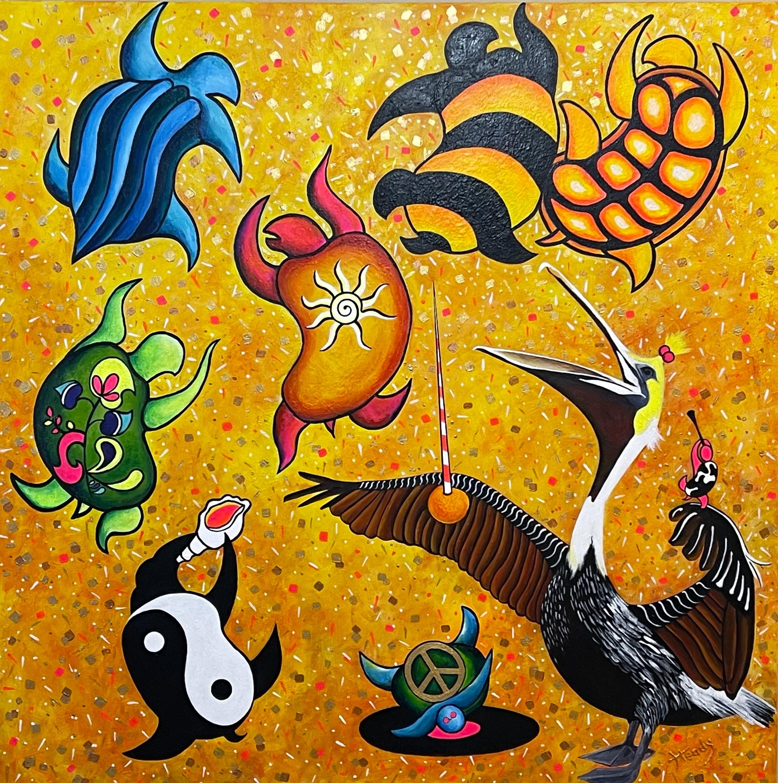 TURTLE ART! 36x36 Original Acrylic Painting by Tampa TURTLE ART! 36x36 Original Acrylic Painting by Tampa
