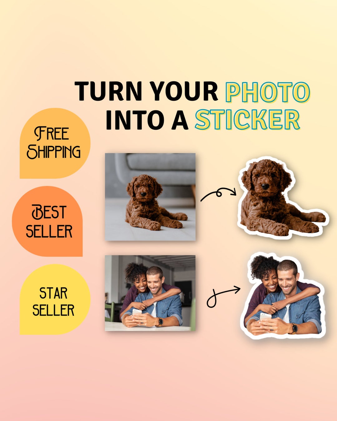 Custom Photo Sticker, Custom Pet Sticker, Personalized Sticker, Custom ...