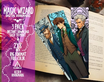 Printable Bookmarks Set | Set of 3 | Magic Wizard Bookmarks | Magic ...