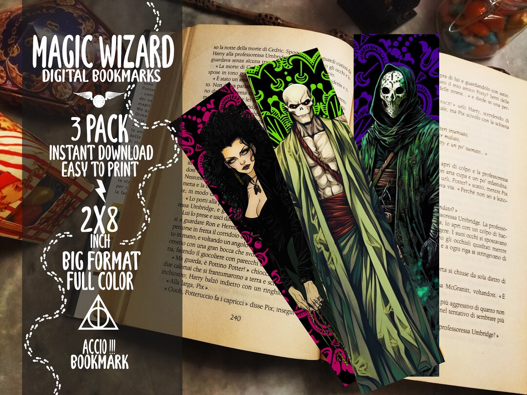 Printable Bookmarks Set Set of 3 Magic Wizard Bookmarks Magic School ...