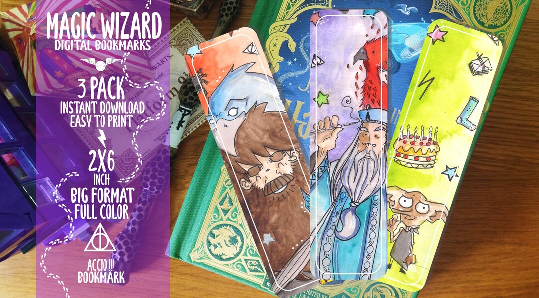 Digital Wizard Bookmarks Set | Pack of 3 Magic-themed Bookmarks ...