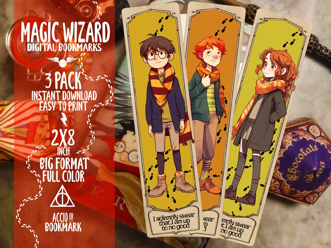 Printable Bookmarks Set | Set of 3 | Magic Wizard Bookmarks | Magic ...