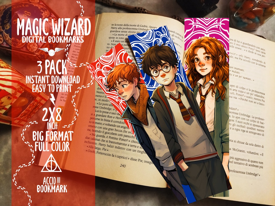 Printable Bookmarks Set | Set of 3 | Magic Wizard Bookmarks | Magic ...
