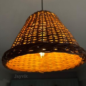 Handmade Cane Lamp Shade Crafted Bamboo Pendant Lamp Rustic Cane Basket ...