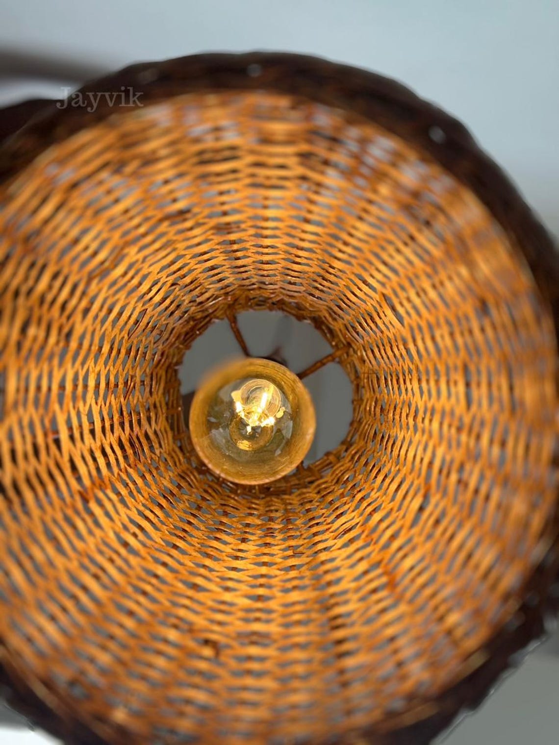 Handmade Cane Lamp Shade Crafted Bamboo Pendant Lamp Rustic Cane Basket ...