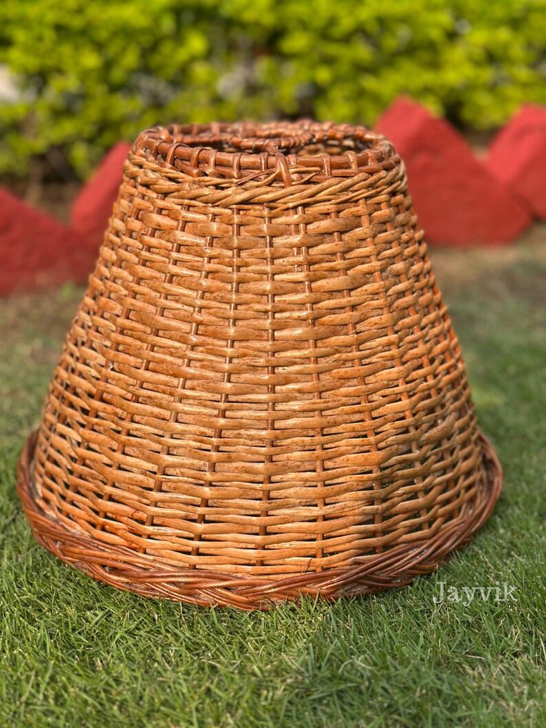 Handmade Cane Lamp Shade | Crafted Bamboo Pendant Lamp | Rustic Cane ...