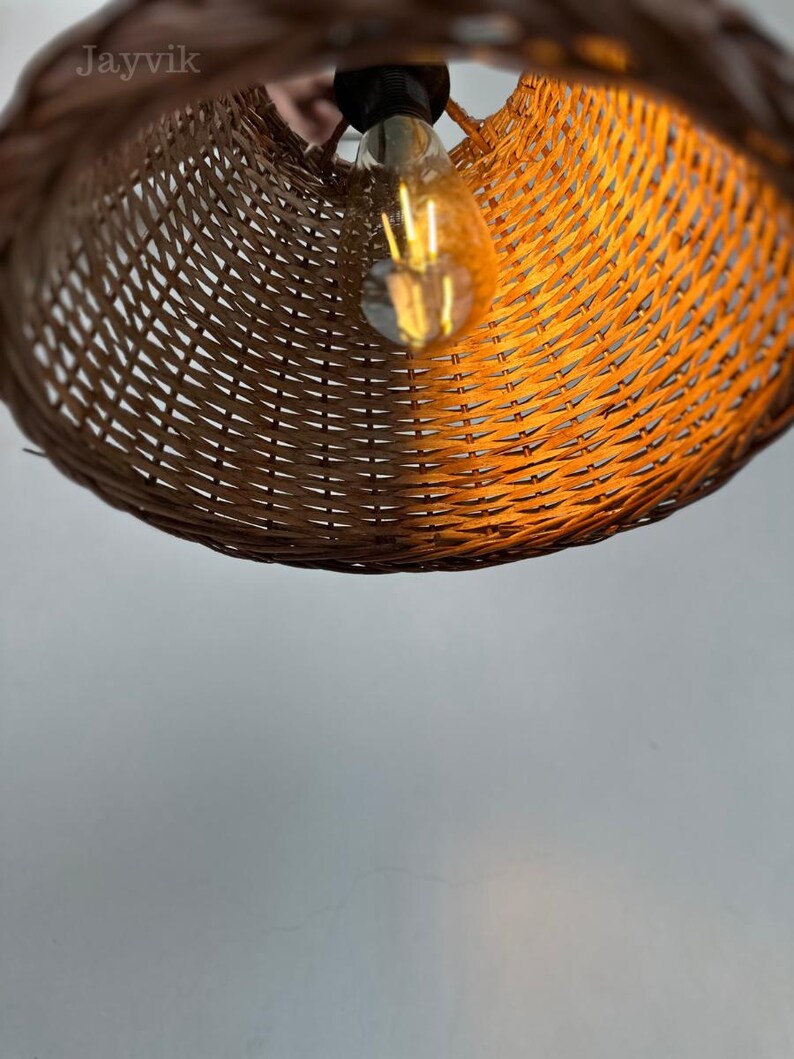 Handmade Cane Lamp Shade | Crafted Bamboo Pendant Lamp | Rustic Cane ...