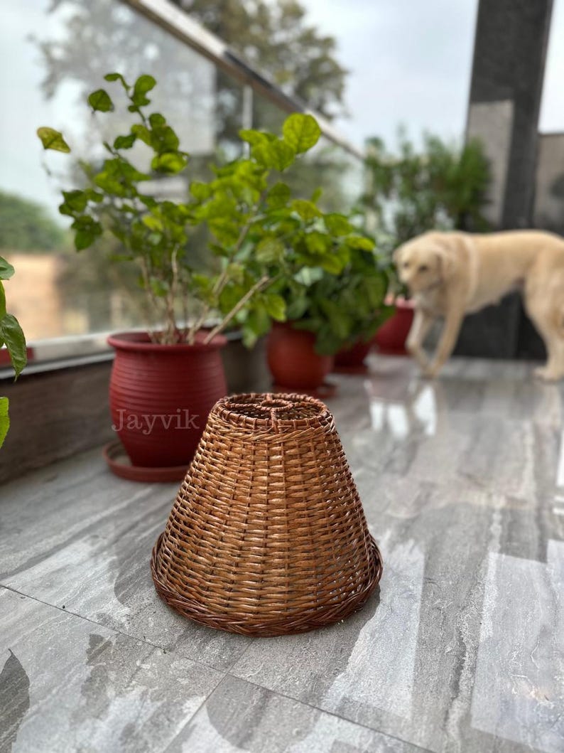 Handmade Cane Lamp Shade | Crafted Bamboo Pendant Lamp | Rustic Cane ...