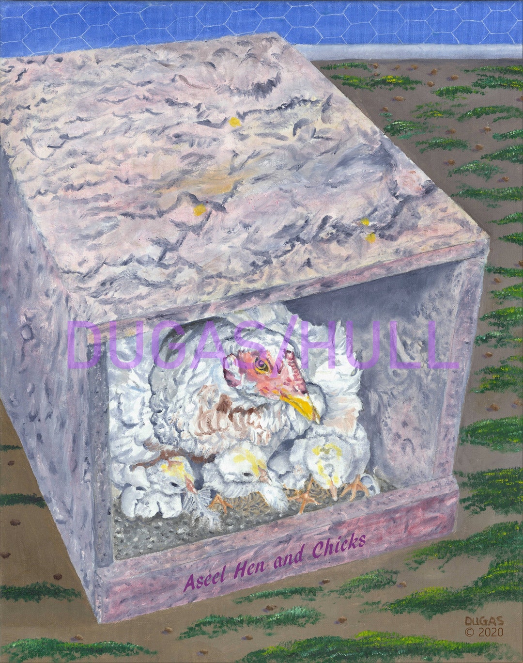 WALLS: Aseel and Chicks - With Text on 16" X 20" - of Original Poultry ...