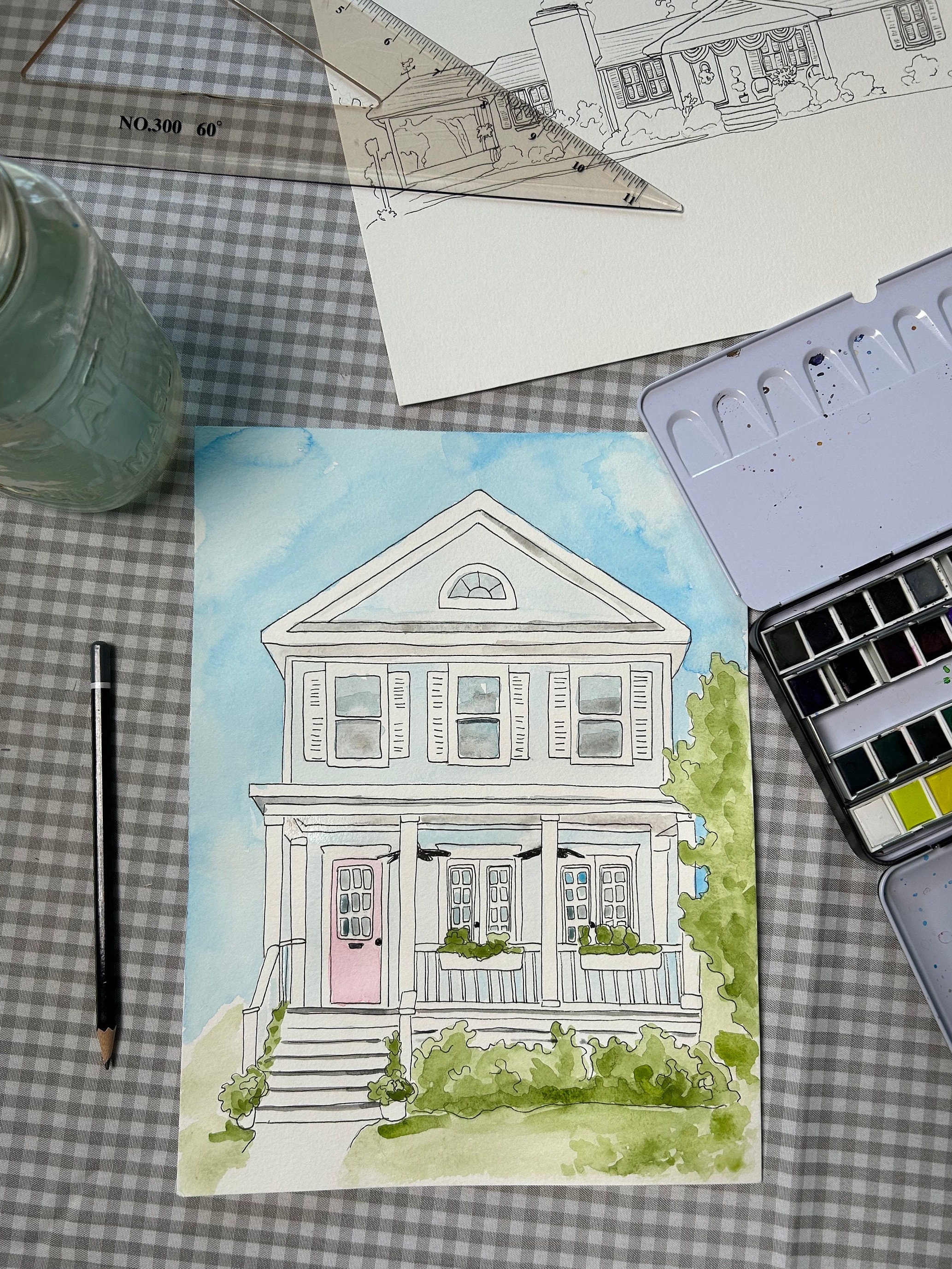 House Drawing Pen and Ink, Home Sketch, Realtor Gift, Housewarming Gift ...