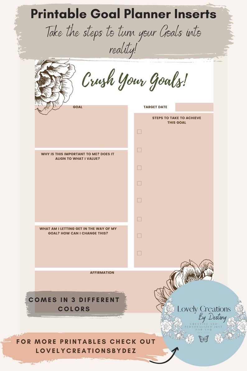 Printable Goal Planner Insert - Etsy