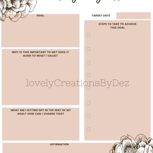 Printable Goal Planner Insert - Etsy