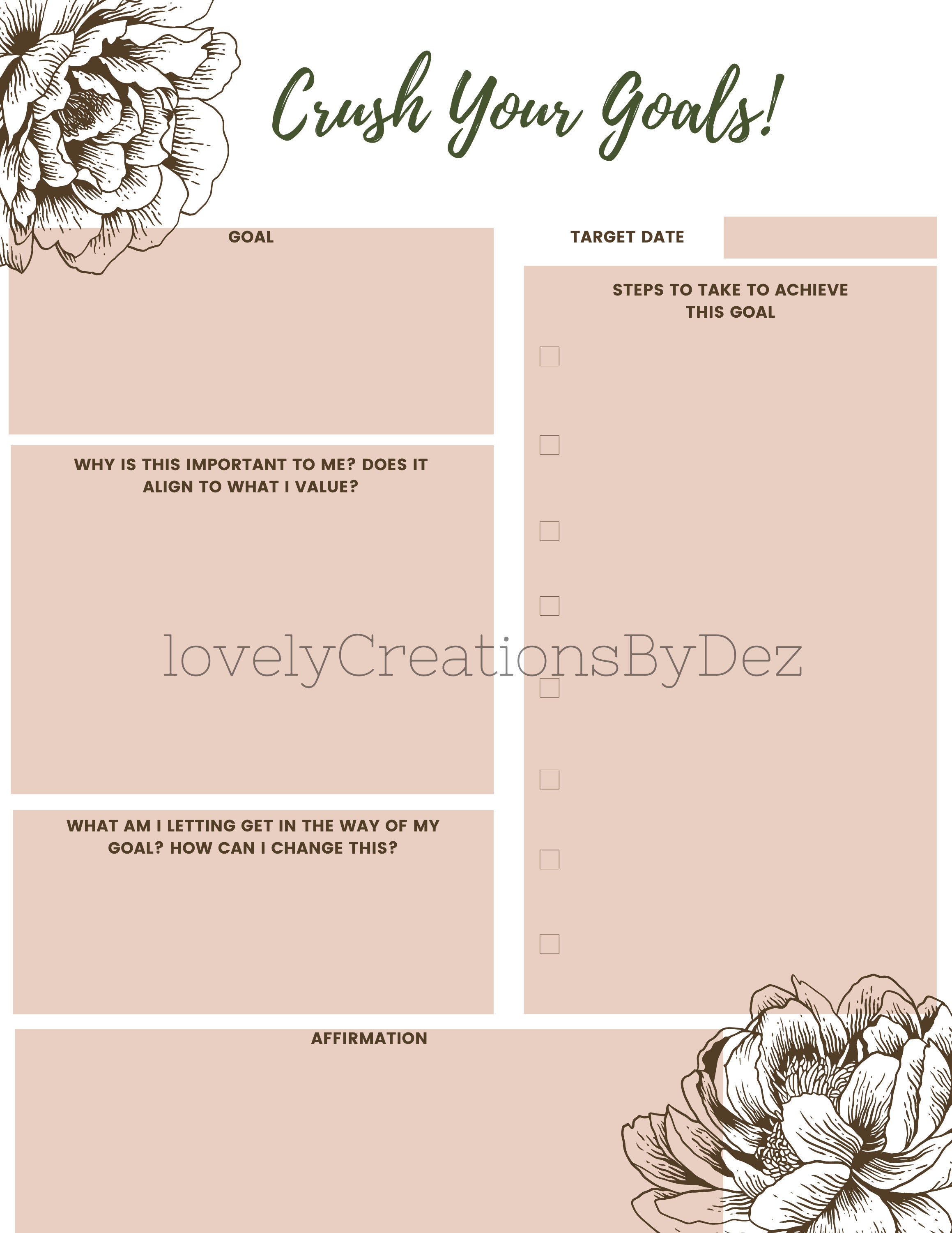 Printable Goal Planner Insert - Etsy