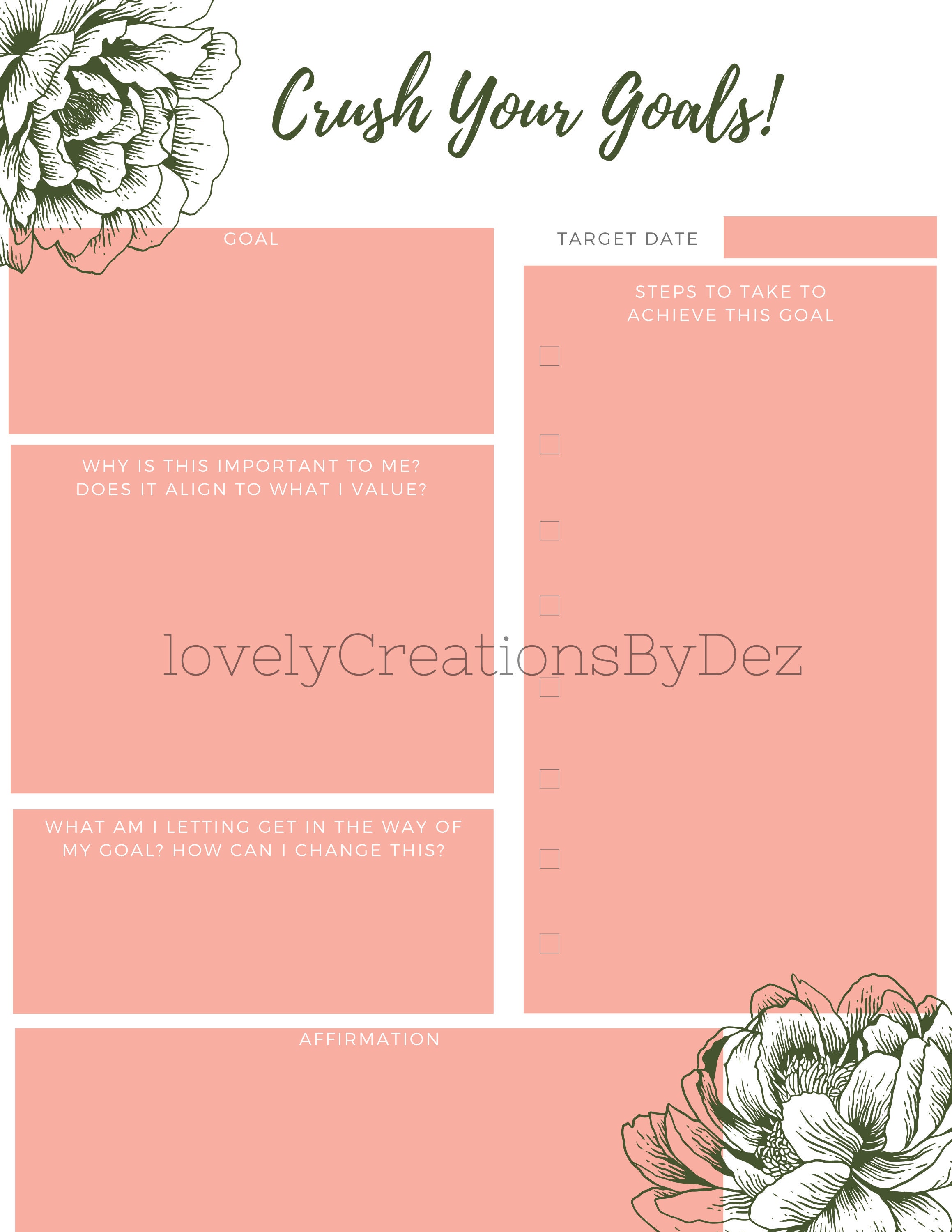 Printable Goal Planner Insert - Etsy