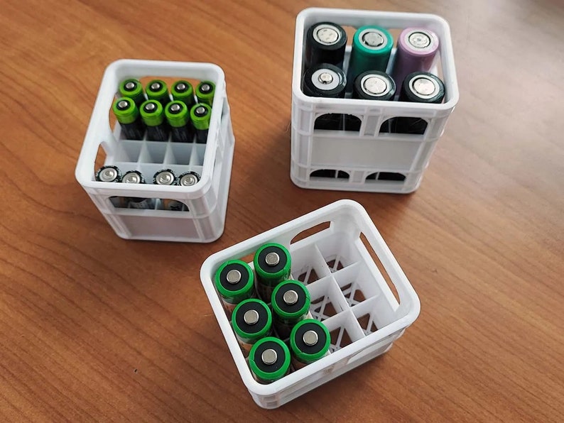 3d-geprinte Batterijkrat Voor Opslag AA AAA 9V / 9volt 18650 Batterijen ...