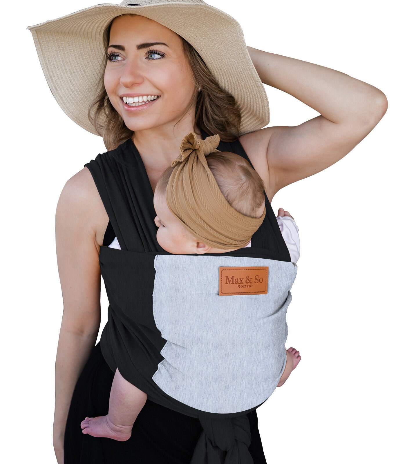 Baby Wrap Carrier With Front Pocket Black&gray - Etsy