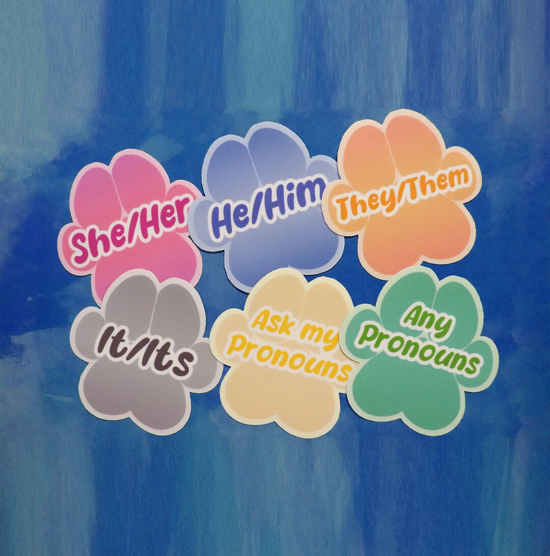 Handmade Paw Pronoun Stickers 4 Matte Colorful Water - Etsy