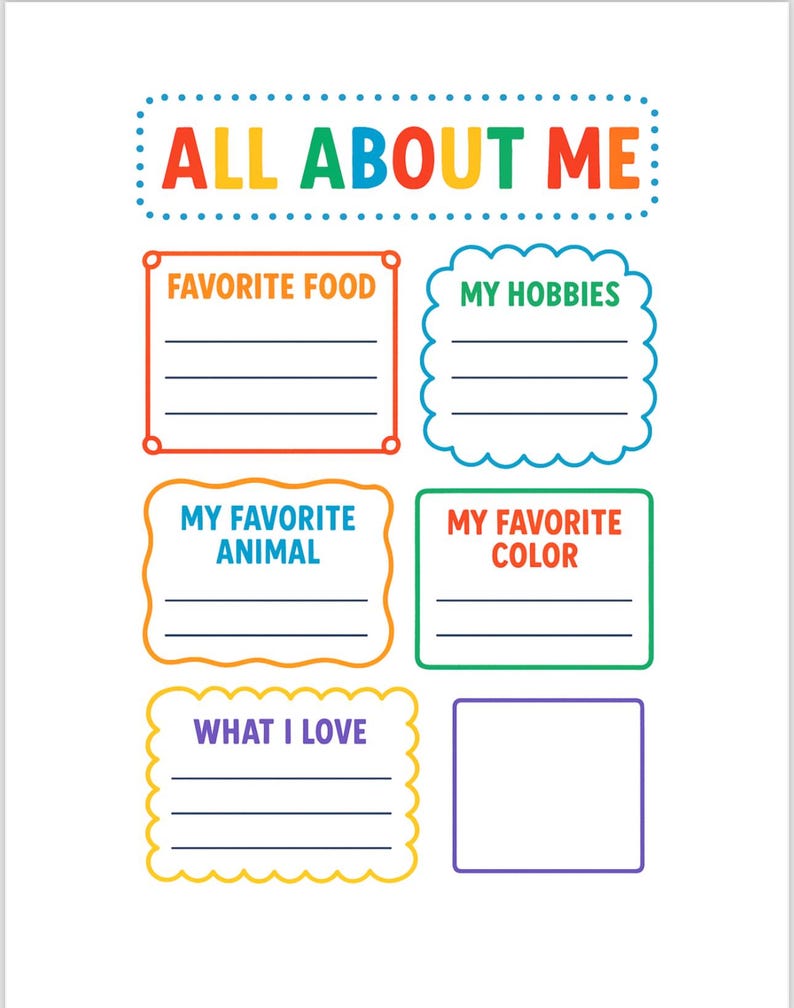 All About Me Worksheet! - Etsy