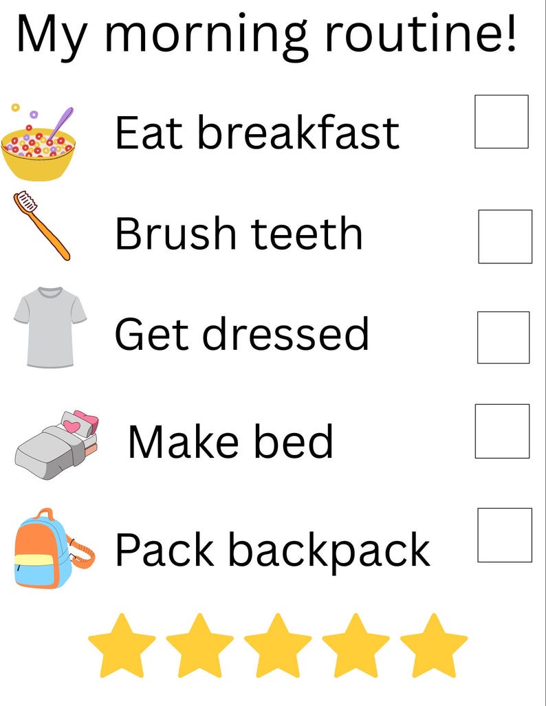 Printable Morning Routine Sheet - Etsy
