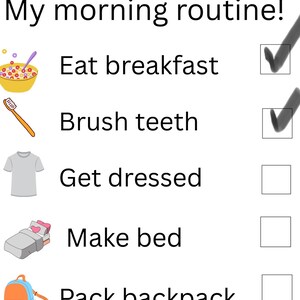 Printable Morning Routine Sheet - Etsy
