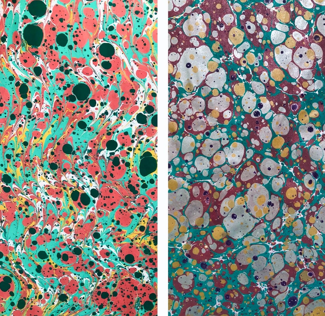 2 X A4 Size Hand Marbled Papers Set - Etsy